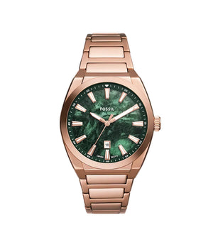 Fossil Everett FS6074 42mm Mens Watch Green Dial Rose Gold | FargoTime